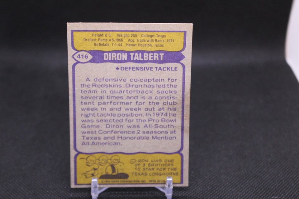 1979 TOPPS DIRON TALBERT . WASHINGTON REDSKINS #416 | eBay