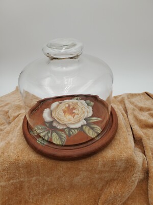 Upcycled Gailstyn-Sutton Teak Wood Base Cheese Plate With Glass/Cloche ...