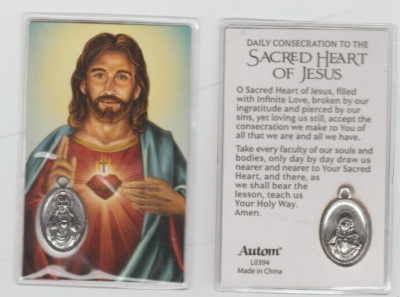 +Holy Card-Includes Medallion+-"Sacred Heart of Jesus w/Medallion ...