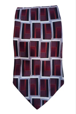 Men's Dress Necktie Tie Stafford Purple Gray Rectangle Geometric ...