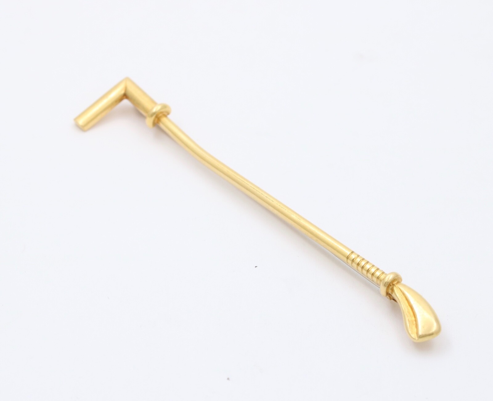 Vintage Horse Riding Crop 18K Yellow Gold Brooch Pin - Gem