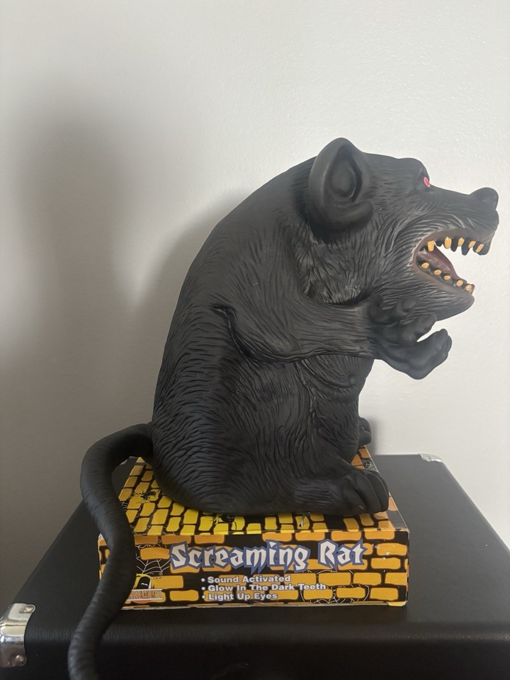 Rare Vintage Latex Rubber Motion Sound Animated Halloween Screaming Rat ...