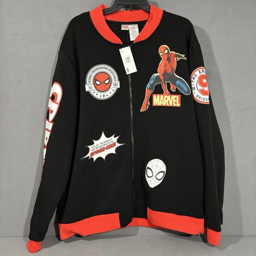 New Disney Marvel Comics Sony Spiderman Men Large Zip Fleece Jacket ...