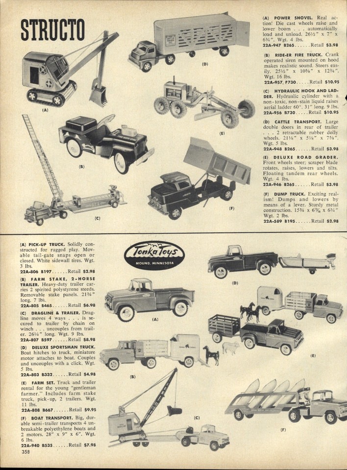 1960 PAPER AD Toy Missile Carrier Buddy L Army Structo Fire Truck Tonka ...