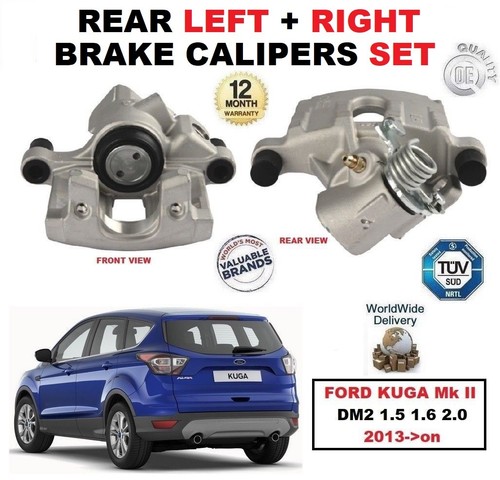 REAR LEFT + RIGHT BRAKE CALIPERS Set for FORD KUGA Mk II DM2 1.5 1.6 2. ...