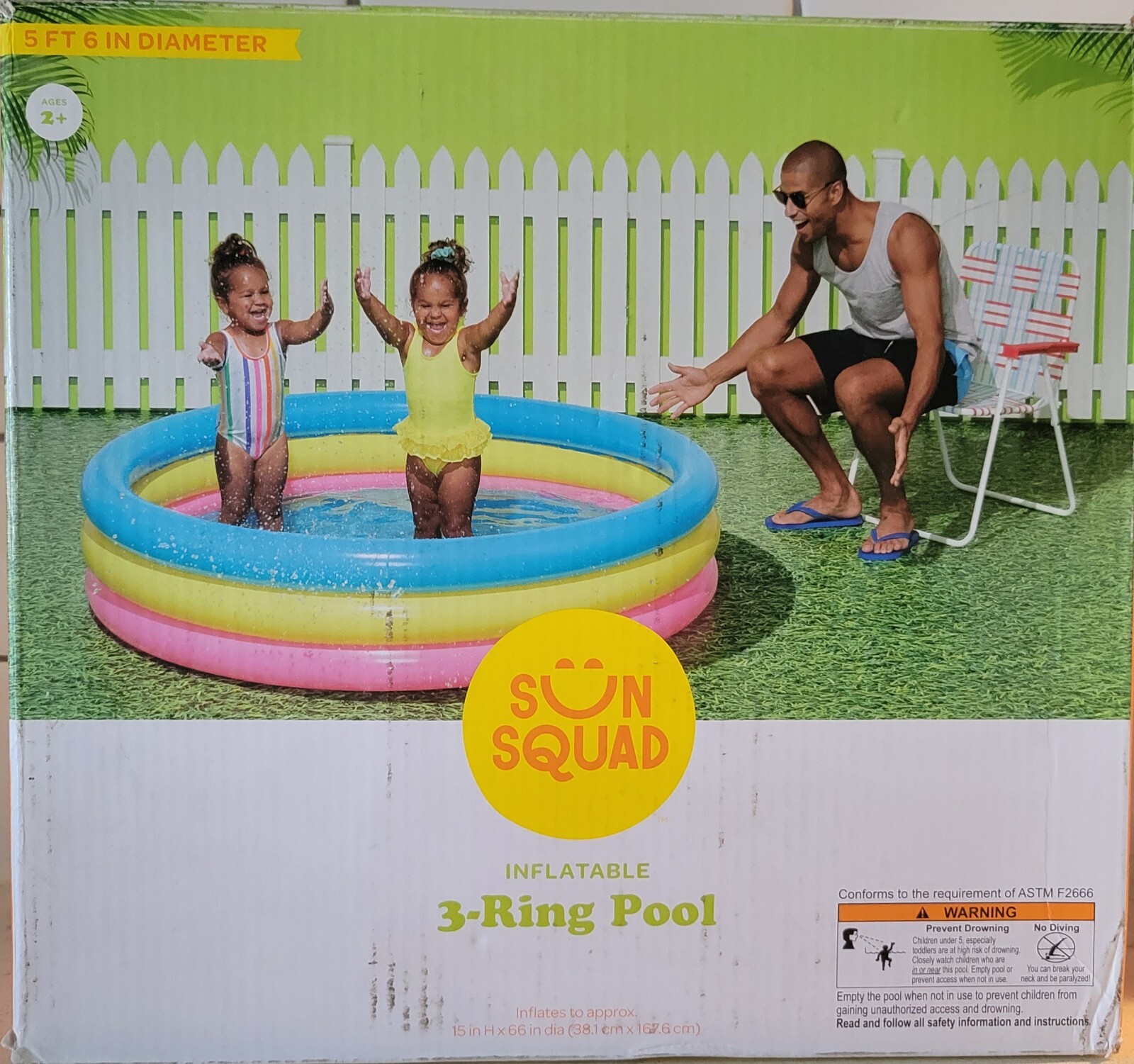 SUNSQUAD 3 RING INFLATABLE POOL KIDDIE POOL BRAND NEW UNOPENED BOX OUTDOOR FUN | eBay