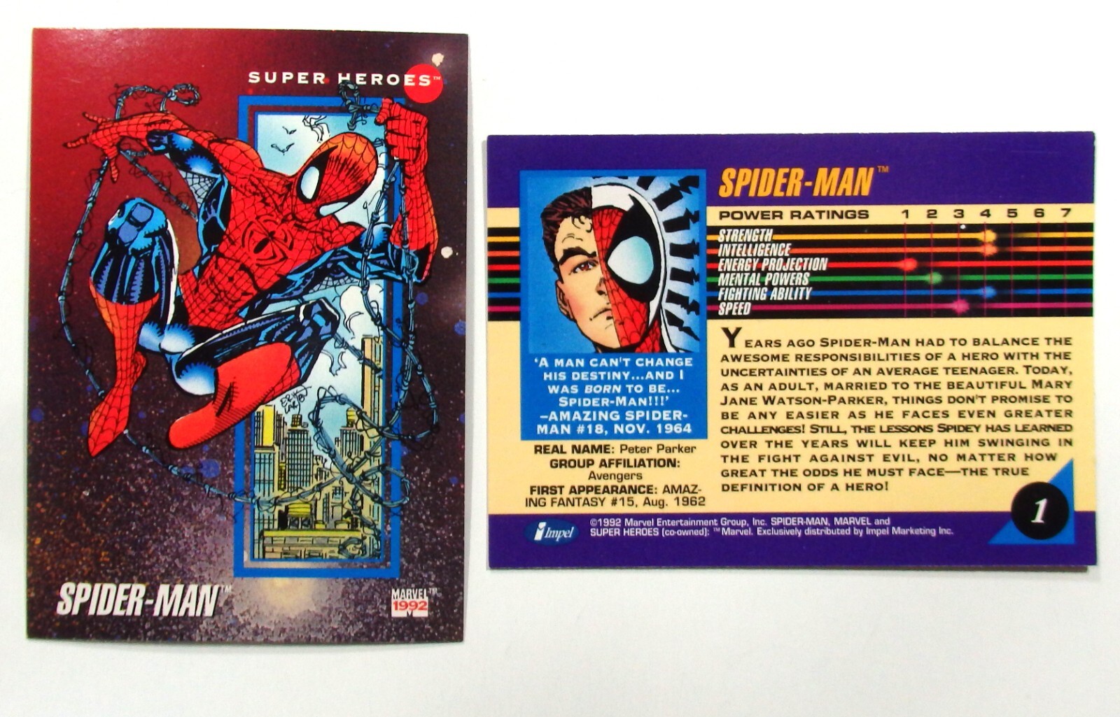 1992 Impel Marvel Super Heroes Cards Pick From List 1-4 7-25 29 31-35 ...