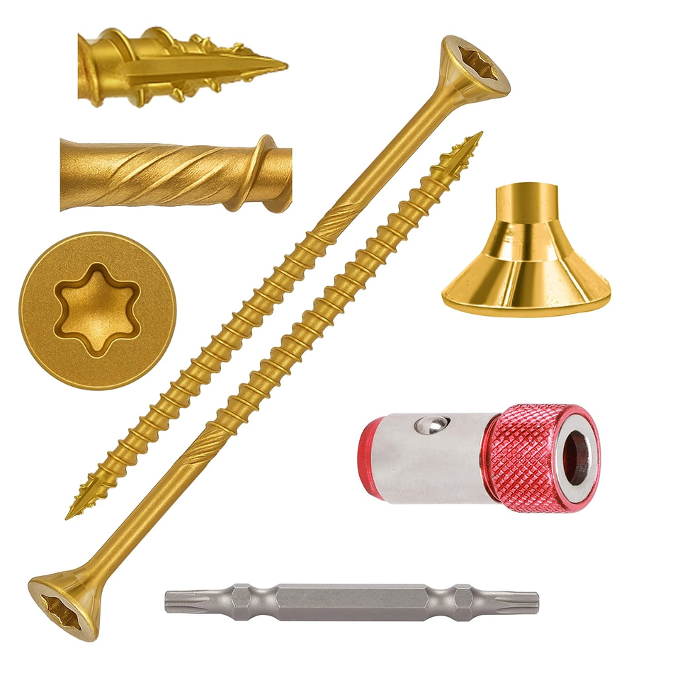 Wood Screws Yellow #10 × 3 Inch Torx Star Drive Deck Screws Flat Head ...