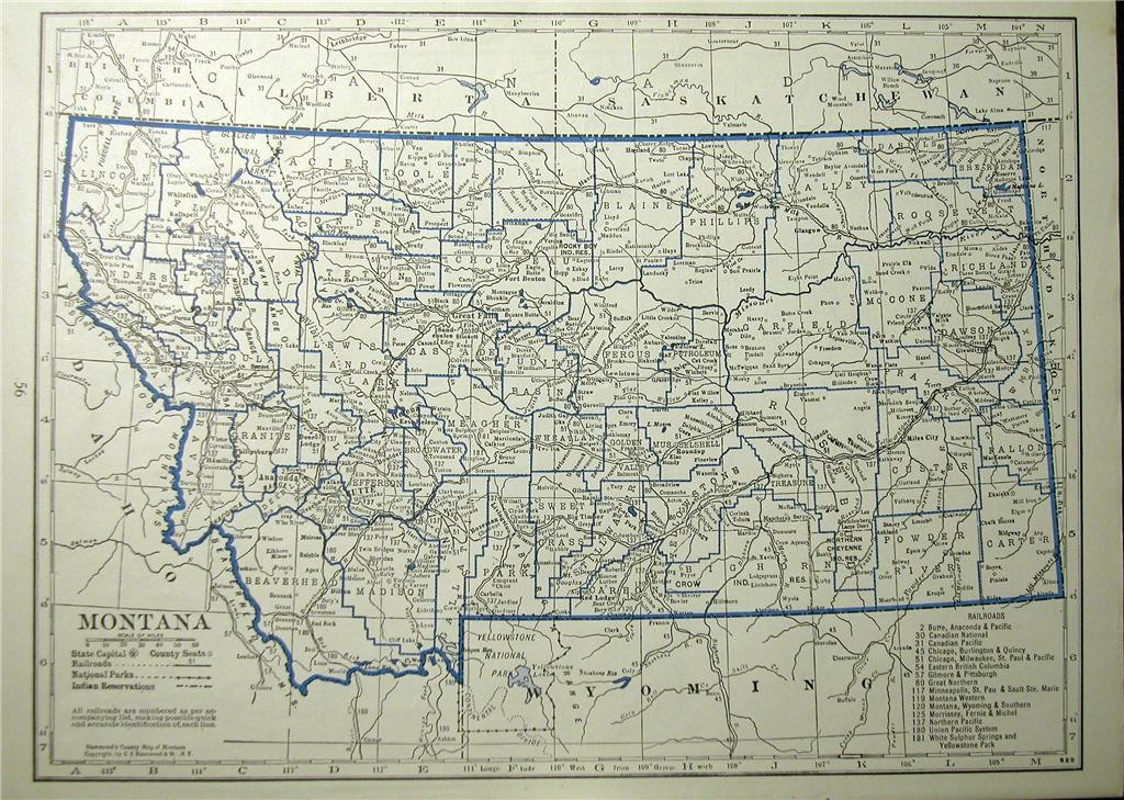 1930 MONTANA MISSOURI RAILROAD MAP LIST ALL RR s DEPOT TOWN +MT RR ...