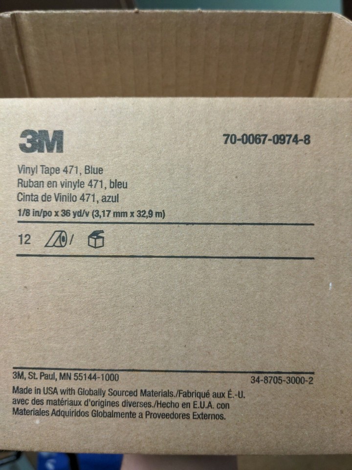 3M 06408 Blue Fine Line Vinyl Tape 471, 1/8" x 36 yds One Roll | eBay