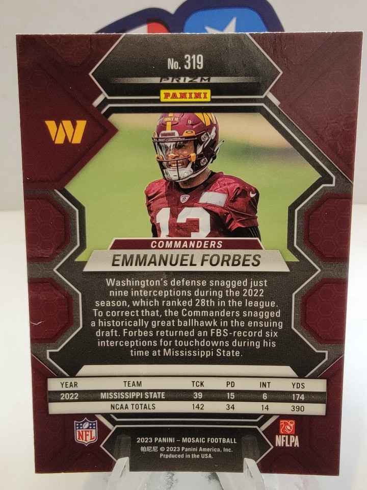 2023 Panini Mosaic EMMANUEL FORBES Pink Camo Prizm Rookie RC #319 ...