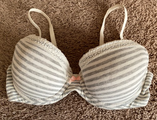 Gilligan & O’Malley Size 34C Bra Padded-Push Up Seamless Gray Stripe ...