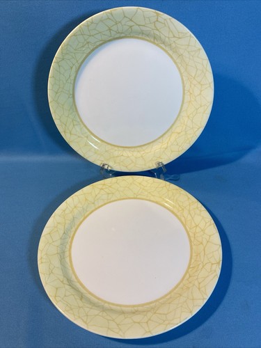 2 Corelle YELLOW CRACKLE 9" Luncheon Plates EUC | eBay