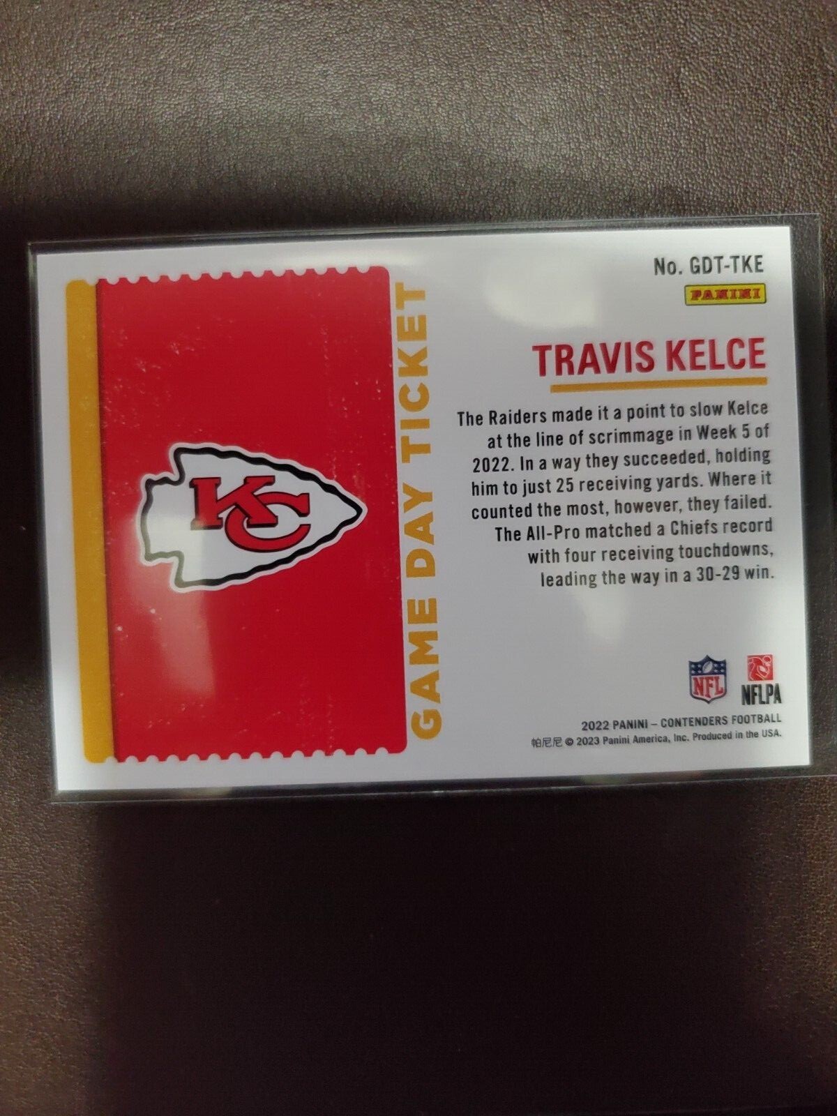 2022 Panini Contenders Travis Kelce GAME DAY TICKET GDT-TKE | eBay