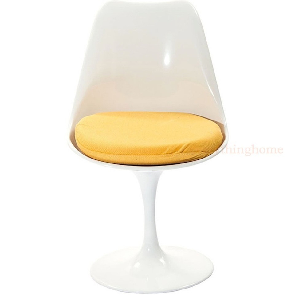White Tulip Flower Style Dining Side Chair - 9 Cushion Colors - Fabric ...