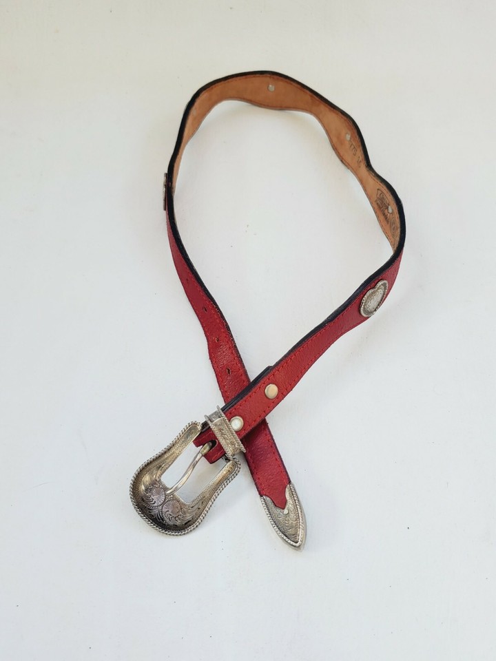 Circle Y of Yoakum Sz 26 Leather Western Belt Heart Conchos Alpaca ...