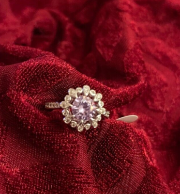 NWT Fragrant Jewels Silver Tone Purple Stone w/Clear Crystals Ring Size ...