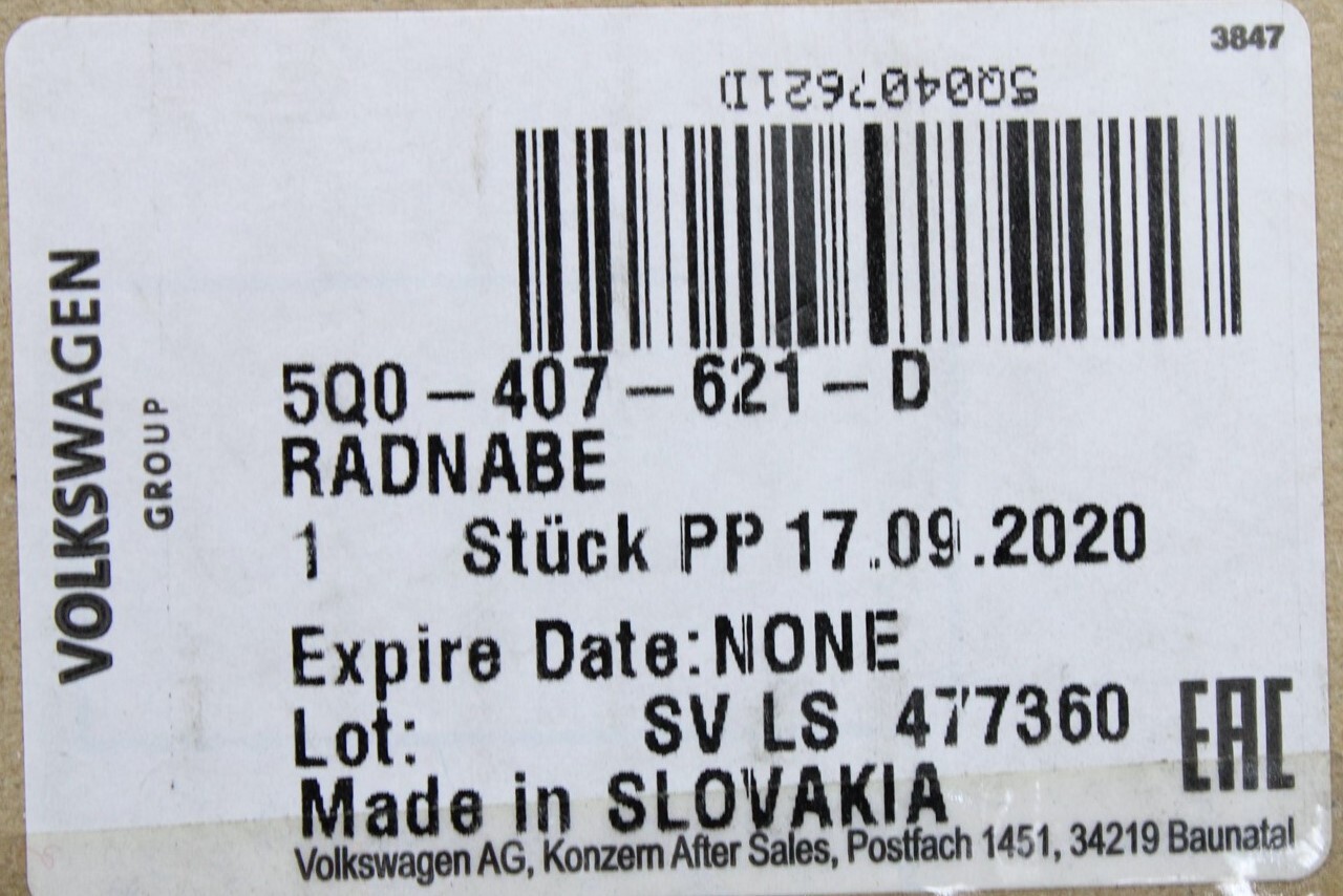 Genuine VW Golf MK8 Caddy Audi A3 SEAT front wheel hub with bearing ...