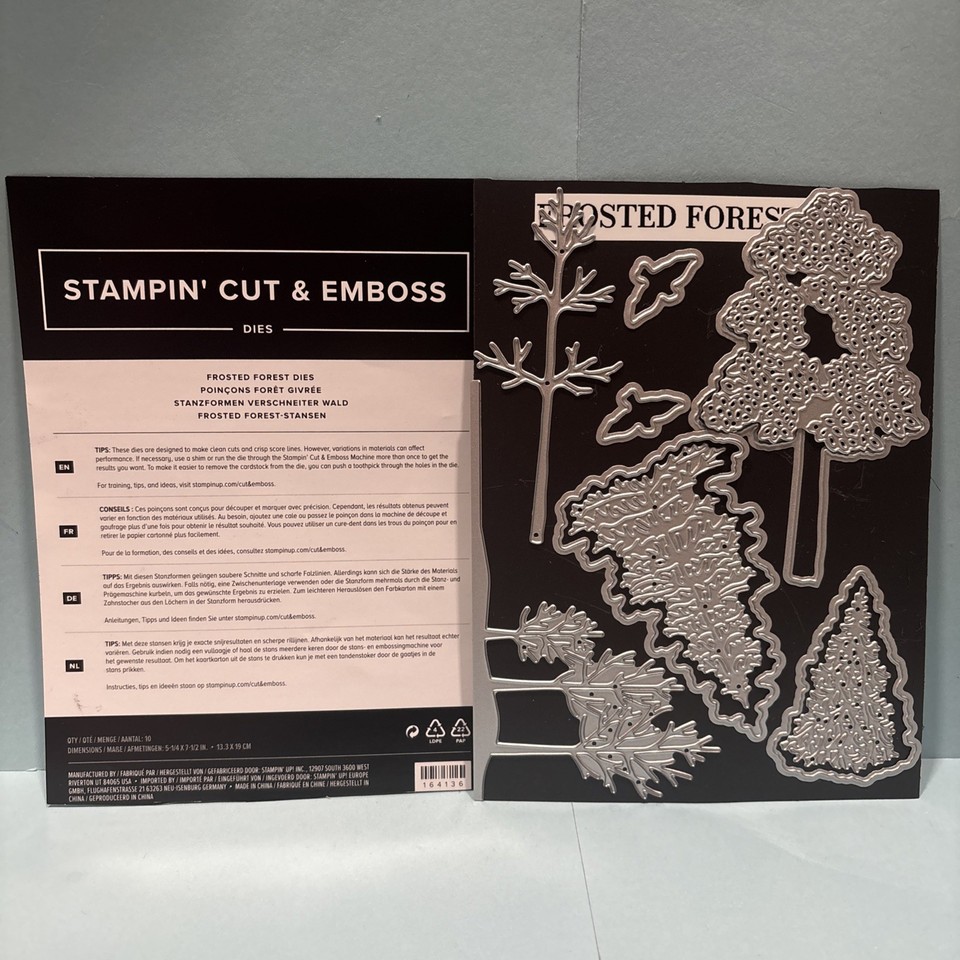 Stampin Up! FROSTED FOREST Stamps Dies Masks Trees Bird Birthday Thanks ...