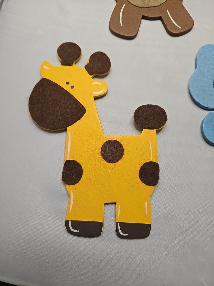 Lot of 6 Lara's Crafts Wooden Felt Animals Cutouts Craft Baby Nursery ...