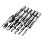 6pcs M3-M10 Composite Tap Drill Bit Thread Spiral Screw Tap 1/4'' Hex ...