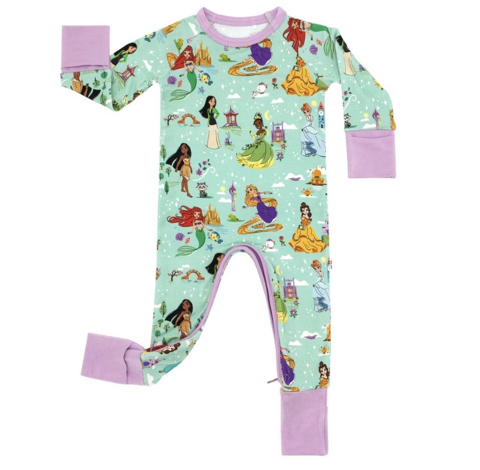 Little Sleepies Disney Princess Dreams Pajama PJ Zippy Sleeper Crescent ...