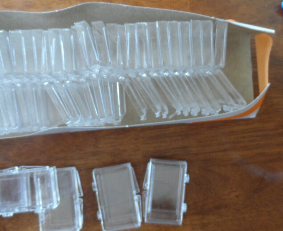 (50) COUNT LOT OF NEW 2" X 1" X 1/2" HARD PLASTIC HINGED SNAP CASES PC ...