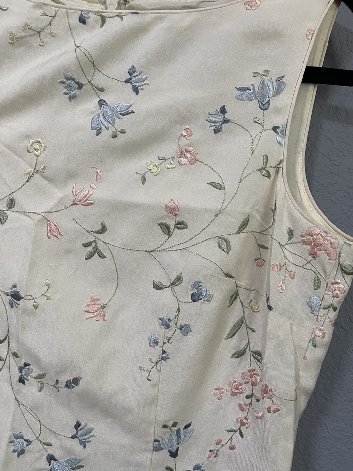 ANN TAYLOR Silk Dress Embroidered Floral W SIZE 8 NWT 100% Silk Pastel ...