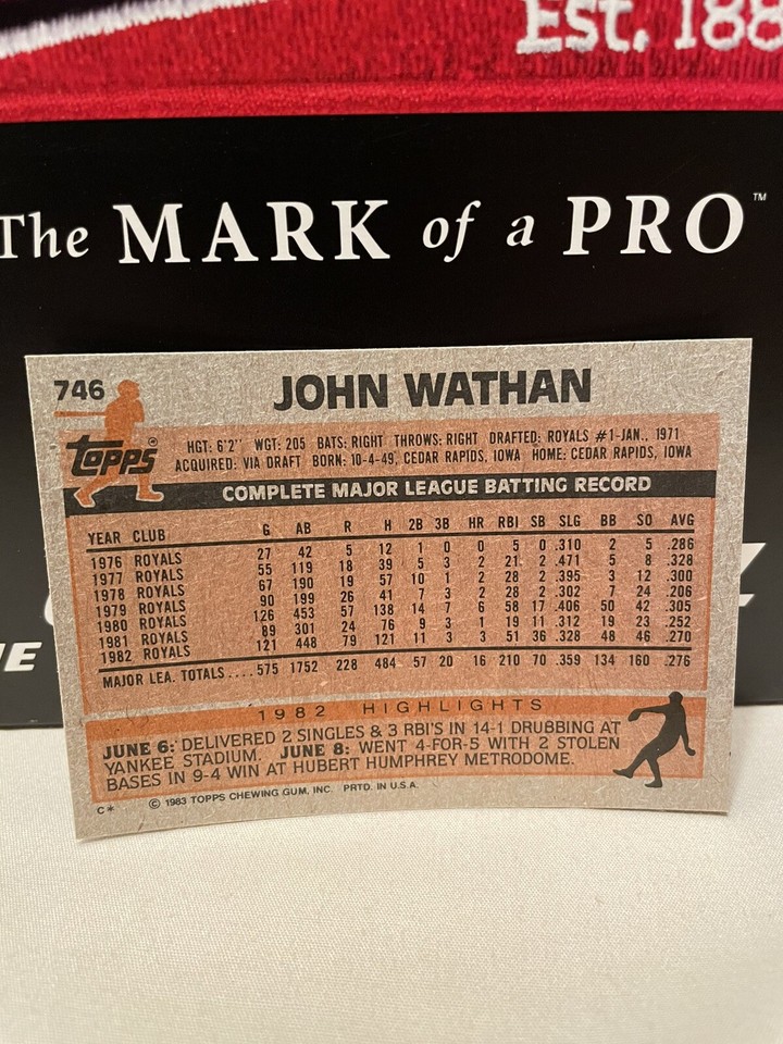 1983 Topps Baseball Card #746 John Wathan NM Combined Shipping | eBay