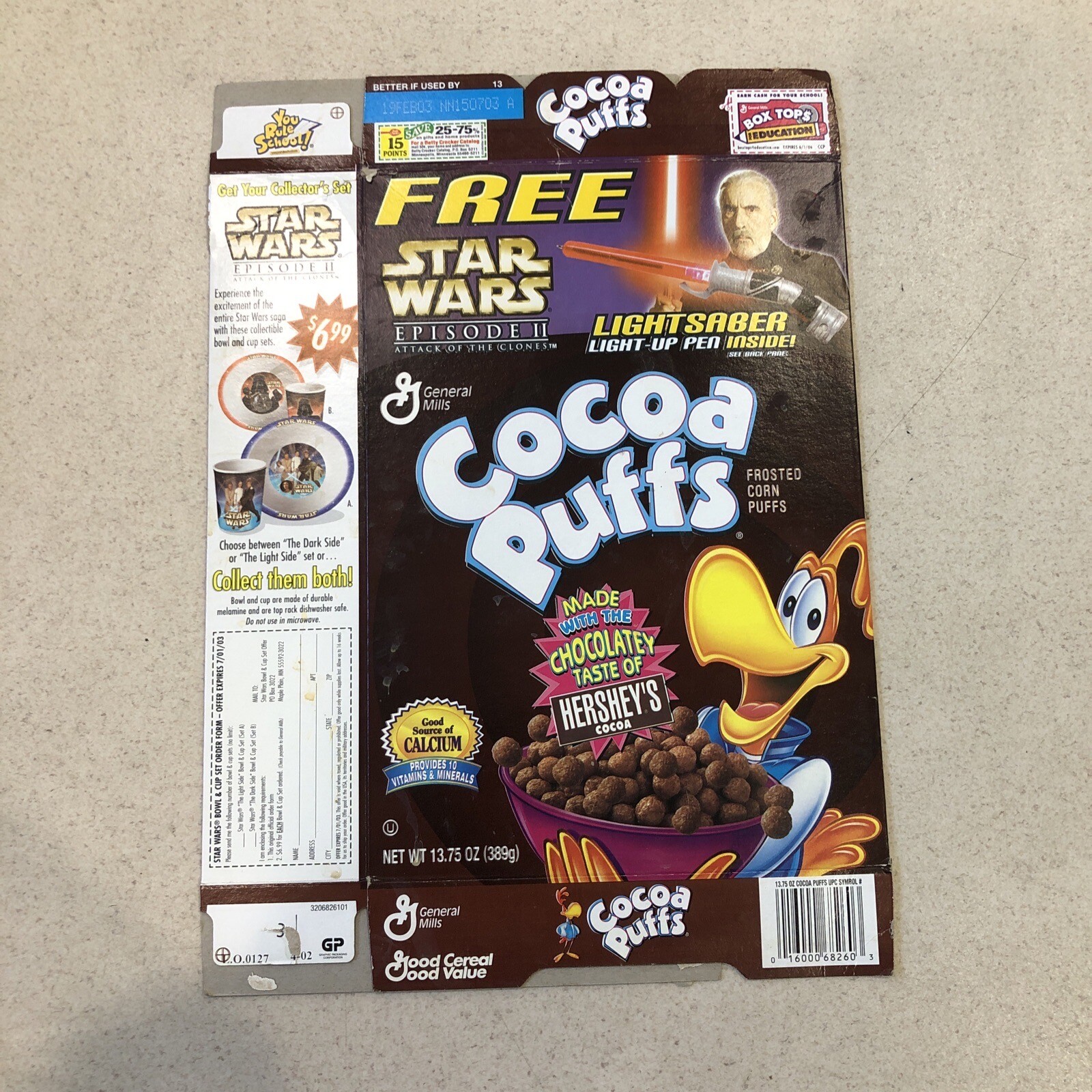 Cocoa Puffs 2002 Cereal Box Star Wars Episode II - Empty Box | eBay