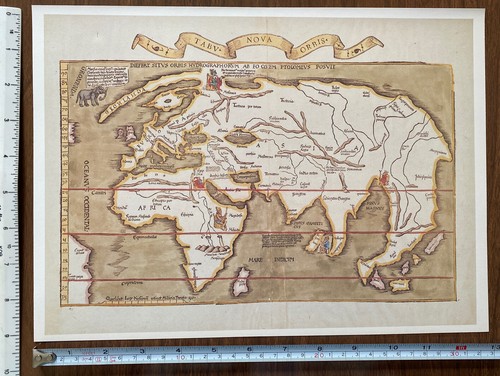 Historic Antique Old Vintage Picture MAP 1500's 1522 The World Reprint ...