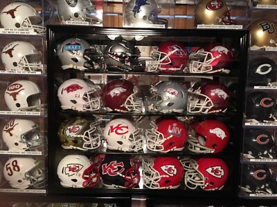 Mini Helmet Display Case 16+ Football Riddell Black Wood NFL Cabinet ...