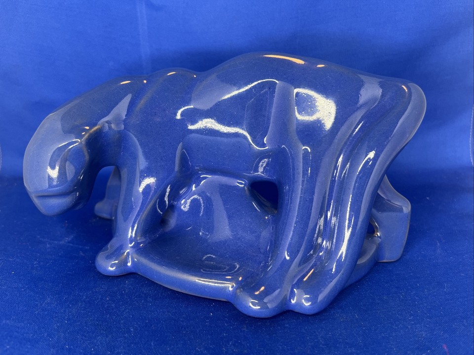 Rare Glossy Deep Blue FRANKOMA Pottery Stalking Panther Figure #112 | eBay