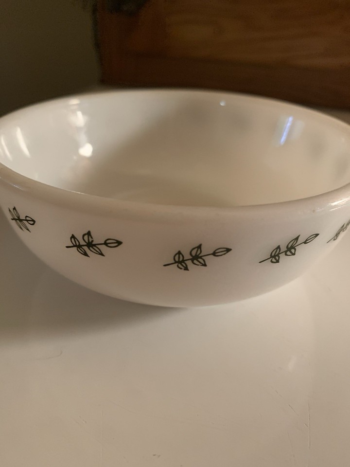 Vintage Pyrex Corning Tableware Bowl Green Leaf Pattern | eBay