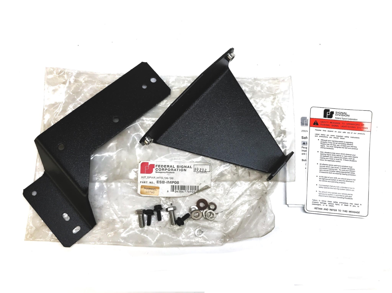 Federal Signal Corp. Speaker Mounting Kit ESB-IMP08 NOS | eBay