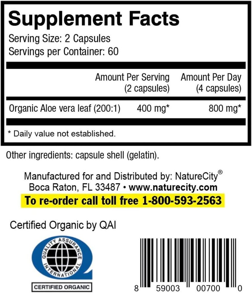 True-Aloe 40,000mg Gel Equivalent Per Capsule – Made with Organic Aloe ...