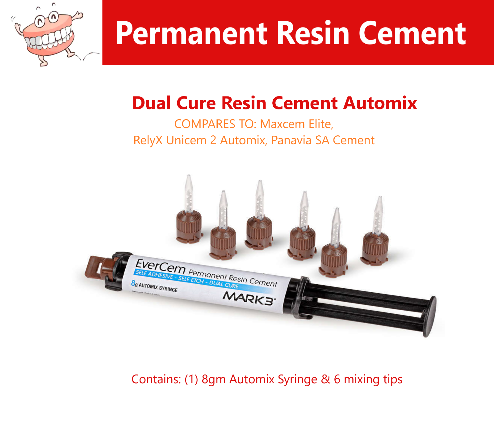 Dental Permanent Resin Cement Automix Syr Dual Cure Automix or HP tips ...