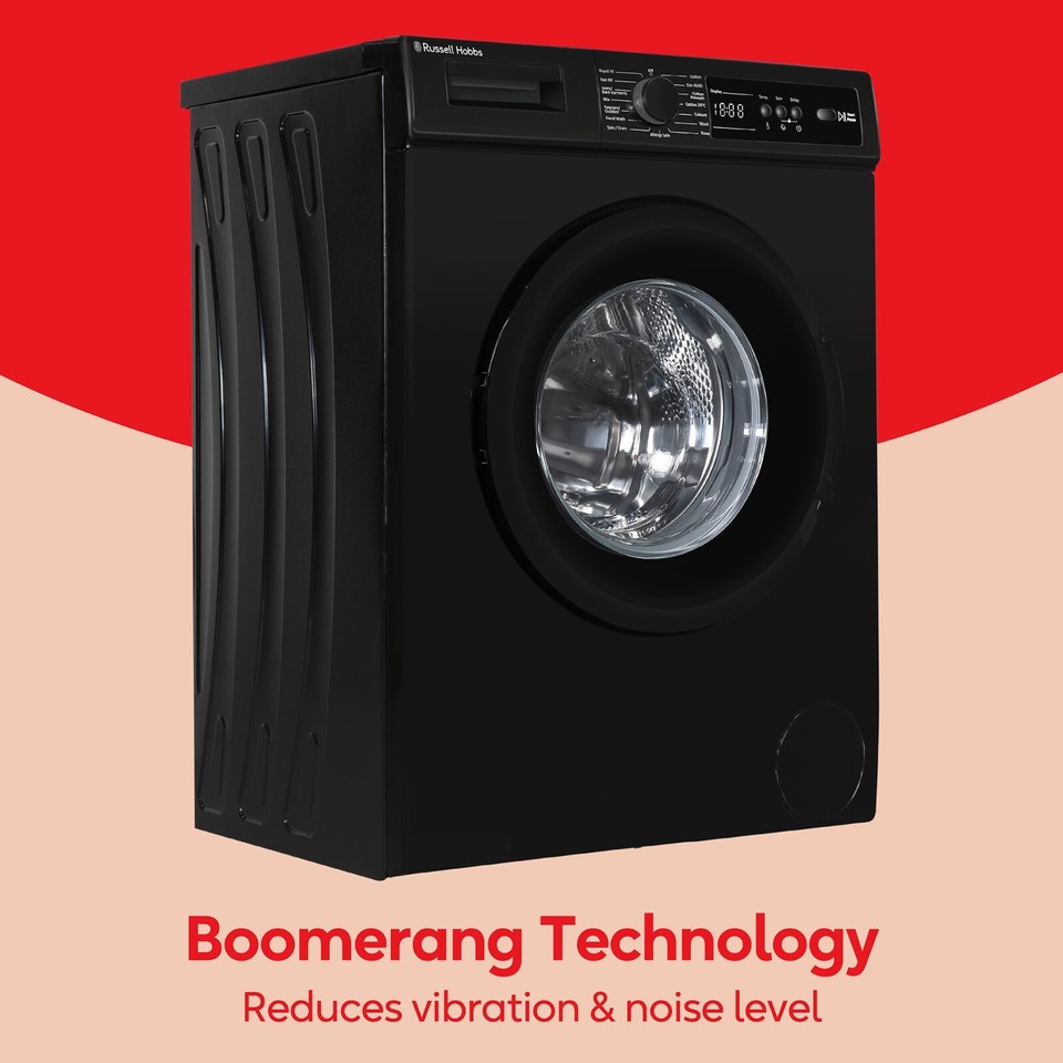 Russell Hobbs Washing Machine 6kg 1200rpm Black Freestanding RH612W110B ...