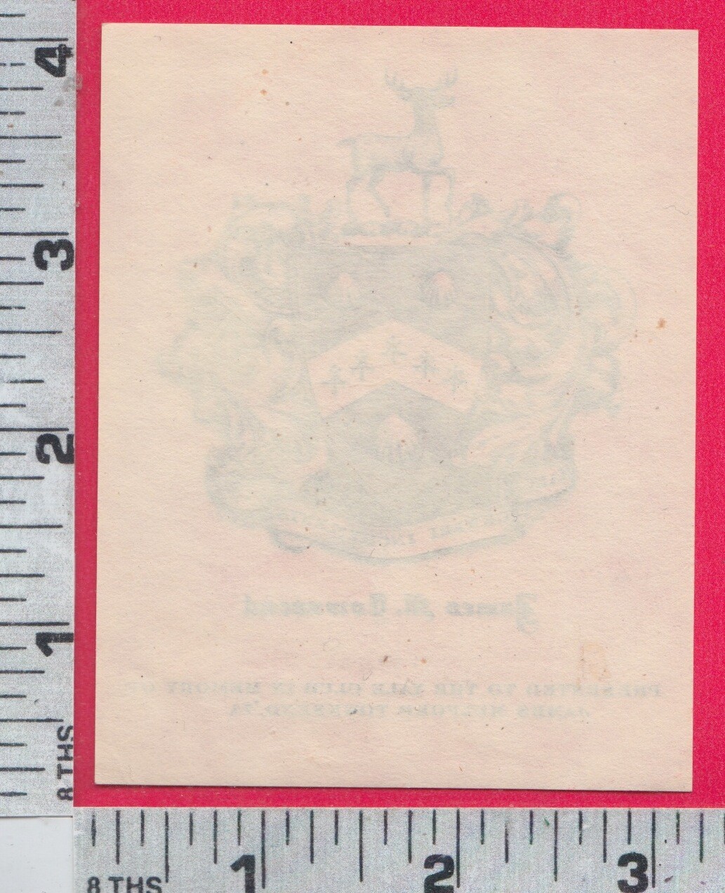 7721 James Mulford Townsend Yale 1874 ex libris bookplate family crest ...