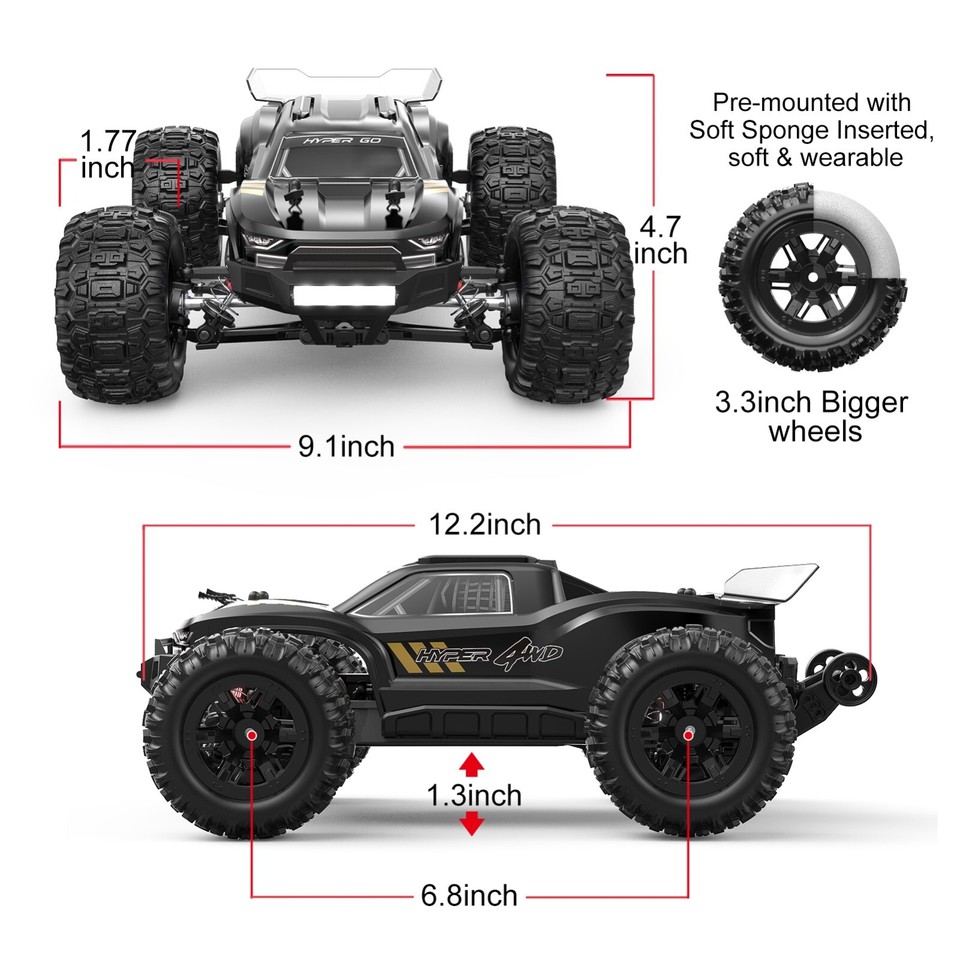 HYPER GO H16BM 1:16 Brushless RC Car 4WD 42mph Hobby Electric Off-Road ...