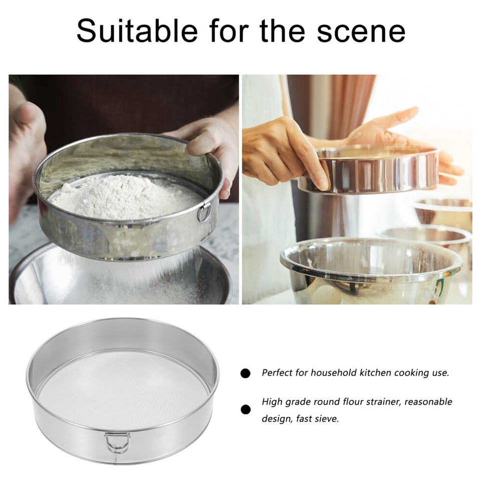 2pcs Flour Strainer Stainless Steel Sieve Fine Mesh Strainer Mesh ...