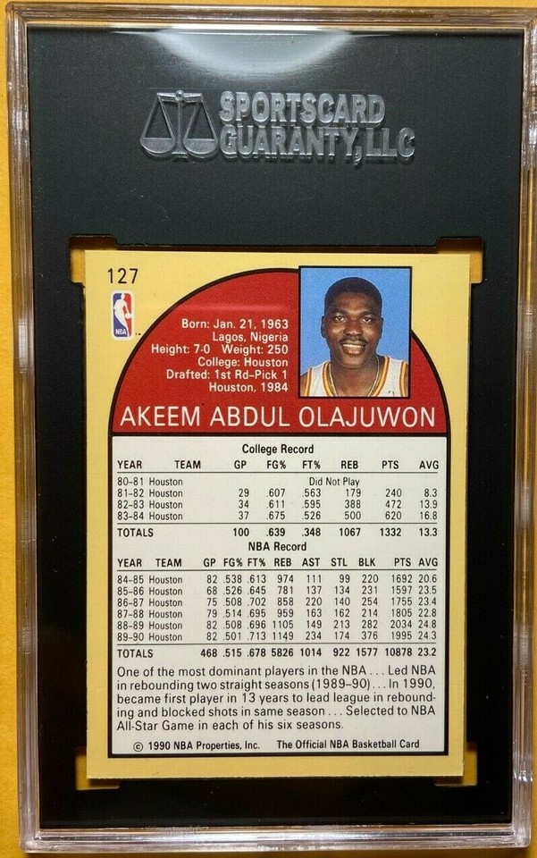 Akeem Olajuwon NBA Hoops 1990 Card #127 Houston Rockets NBA Basketball | eBay
