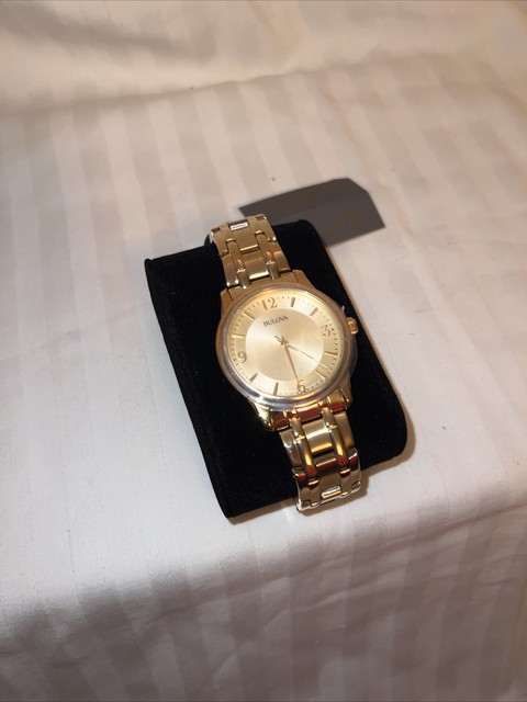 Bulova Quartz Men's Gold-tone Band Champagne Dial 38 Mm Watch 97A120 ...