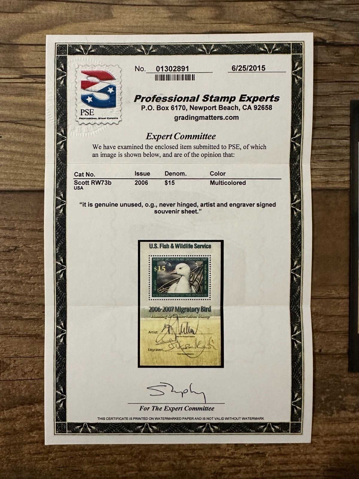 WTDstamps - #RW73B 2006 - Federal Duck Stamp - MNH **2 Signatures** PSE ...