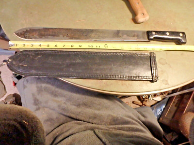 1z-vintage machete- 17" blade- SHEFFIELD england- military??? w. sheath ...