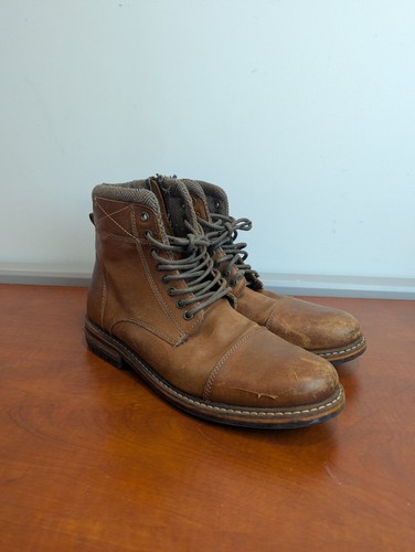 Crevo Camden Cap toe Boot Side Zip Lace Up Men 12 US Chestnut | eBay