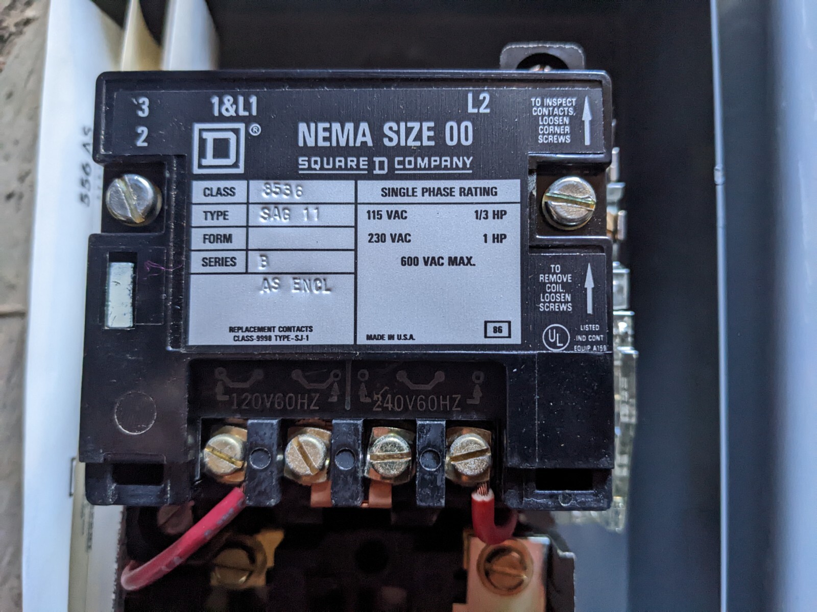 Square D 8536 Size 0 Combo Motor Starter NEMA 1 3 Phase 120 Volt Coil ...