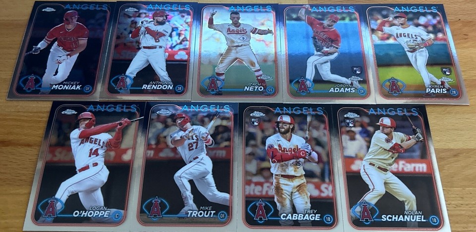 2024 Topps Chrome Los Angeles Angels Team Set 9 Cards Mike Trout | eBay