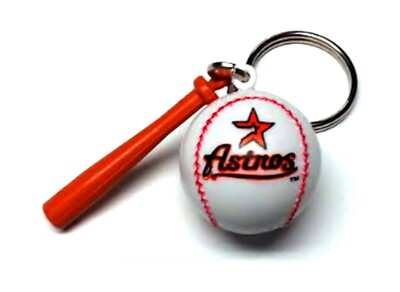 HOUSTON ASTROS KEYCHAIN BALL & BAT 1" ROUND BALL LICENSED NEW MLB CHARM ...