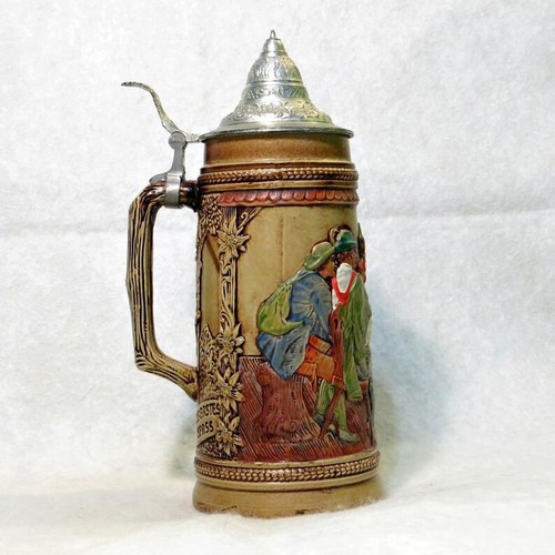 Gerz Handgemalt Vintage Beer Stein | Hand Painted West Germany | Pewter ...